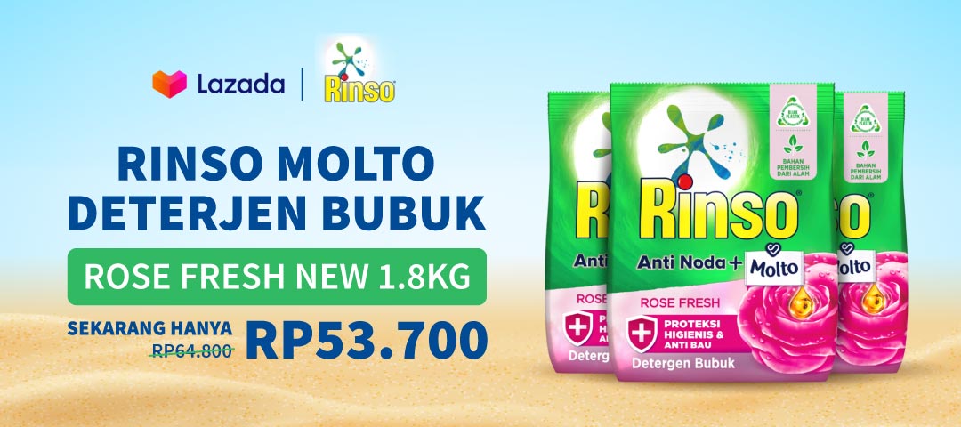 Harga Spesial Rinso Molto Deterjen Bubuk Rose Fresh 1.8Kg